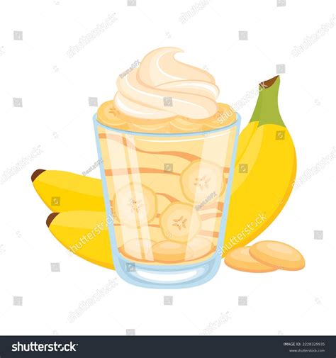 Banana Pudding Glass Still Life Icon Stock Vector Royalty Free