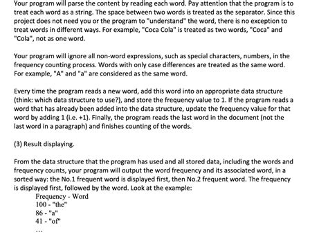 Solved Project Description A Word Frequency Counting Program