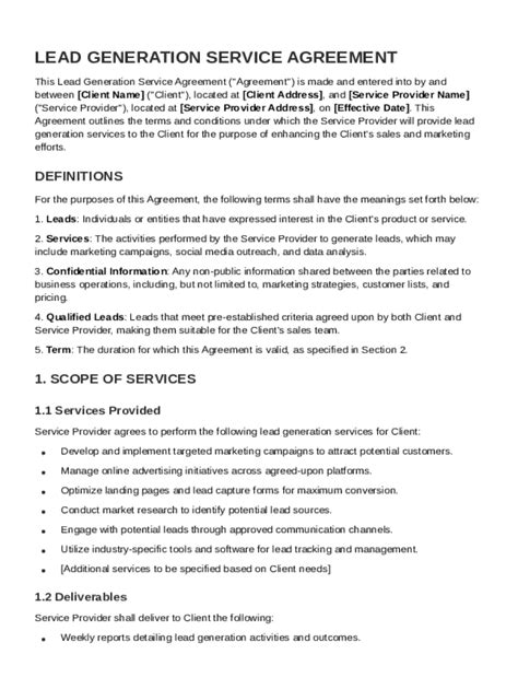 Lead Generation Contract Template Fill Out And Sign Online Dochub