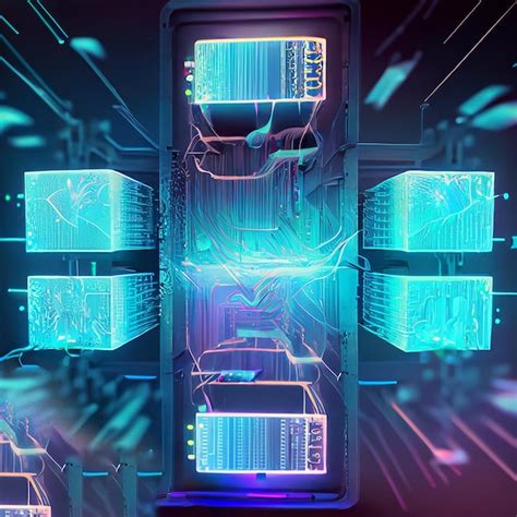 Ilustración Generada Por Ai Resumen Holográfico De Ti Datos Del Servidor Conectados Imagen