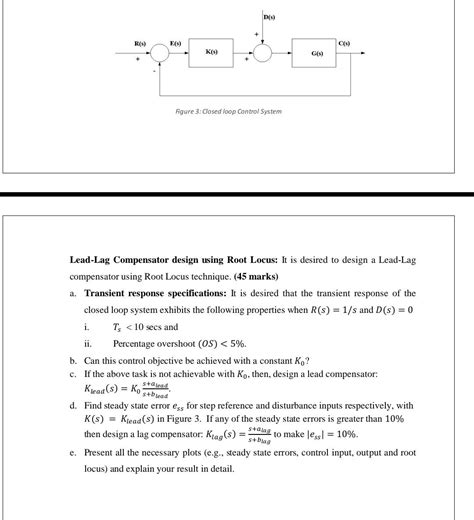 Solved Lead Lag Compensator Design Using Root Locus It Is