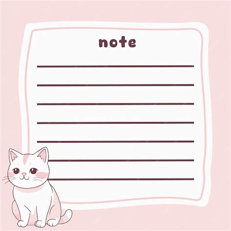 Premium Vector Cute Cat Memo Note Design Template