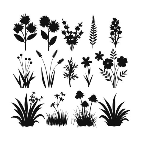 Grass Set Silhouette Design On White Background 51947260 Vector Art At
