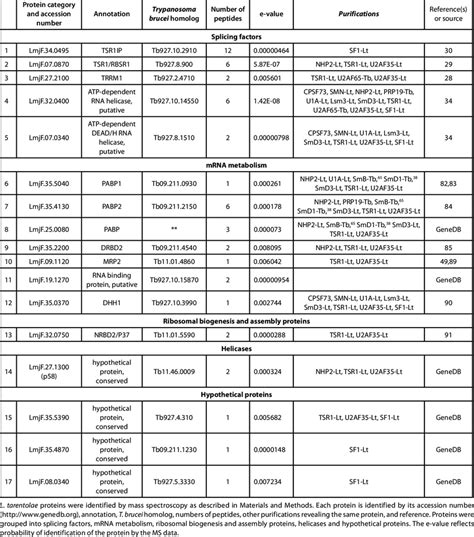 Mass Spectrometric Identification Of Tsr1ip Purification Products Lt Download Table