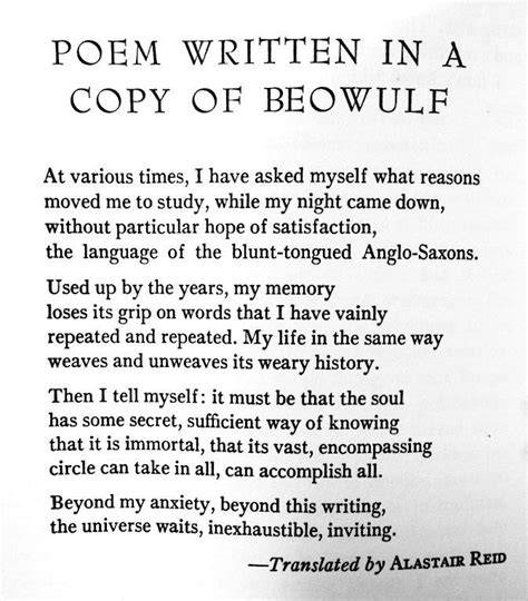 Poem Written In A Copy Of Beowulf Poems Poetry Words Poetry Time
