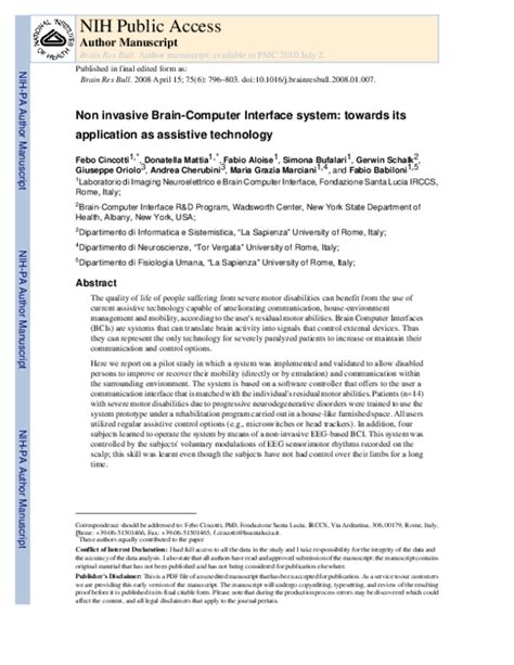 pdf non invasive brain computer interface system towards its