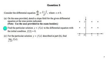 AP Calculus AB FRQ Solving Differential Equations By Separation Of Variables