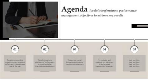 Agenda For Defining Business Performance Management Objectives To Achieve Key Results Ppt Sample