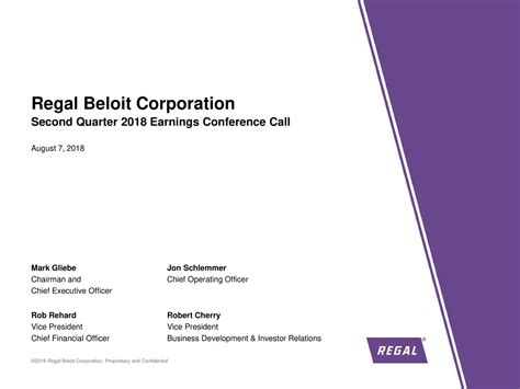 Regal Beloit Corporation 2018 Q2 Results Earnings Call Slides Nyse