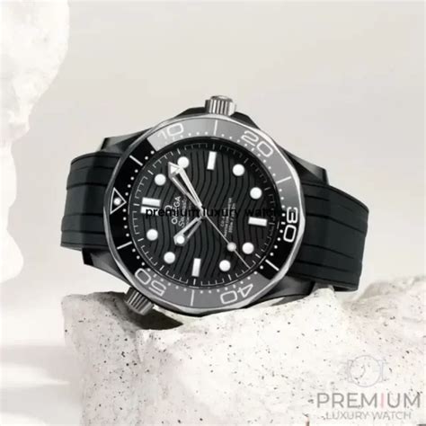Omega Seamaster Diver 300m Ceramic Black Dial On Rubber Strap Automatic