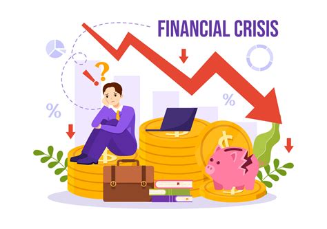 Financial Crisis Vector Illustration With Bankruptcy Collapse Of The