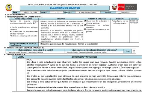 Arte Y Cultura Aprendemos Los Colores Primarios Clasificamos Objetos Institucion Educativa