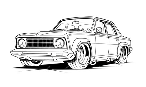 Premium Ai Image Print Out The Line Art Of The Cartoon Car For Coloring