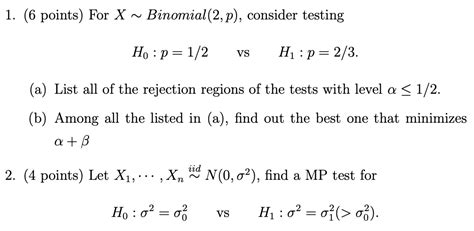 Solved Points For X Binomial P Consider Testing Chegg Com