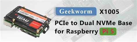 Geekworm X1005 Dual NVMe SSD Shield Bottom For Raspberry Pi 5 Supports