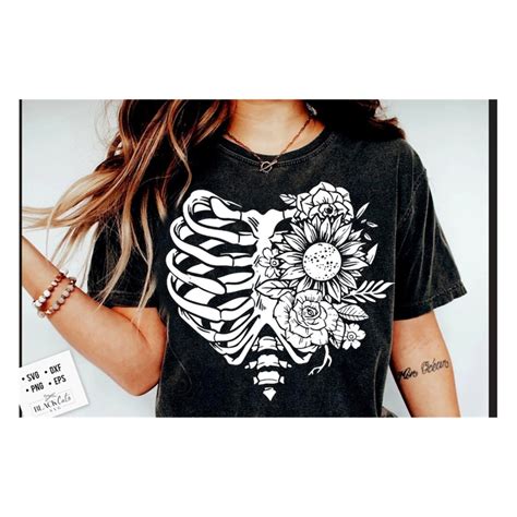 Floral Rib Cage SVG Skeleton Valentines Day Svg Skeleton V Inspire