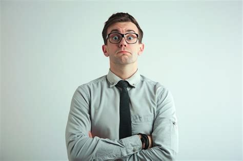 Premium Photo Portrait Of A Vexed Employee Against White Background