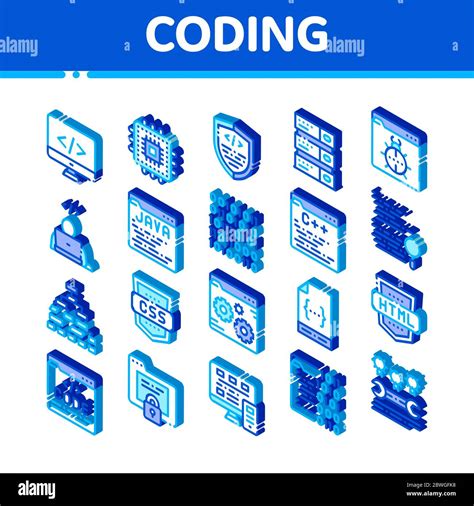 coding system vector isometric icons set stock vector image and art alamy