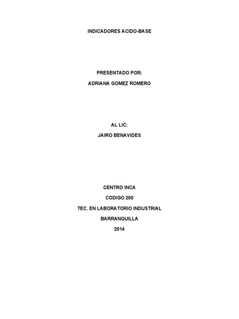 Indicadores Acido Base Pdf Ph Ácido
