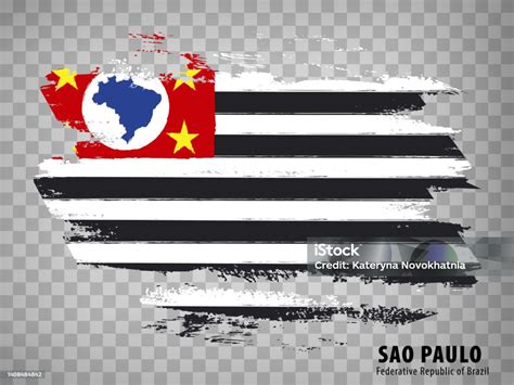 붓 스트로크에서 상파울루의 국기 브라질 연방 공화국 브라질의 상파울루를 웹 사이트 디자인 앱 Ui에 대한 투명한 배경에 플래그