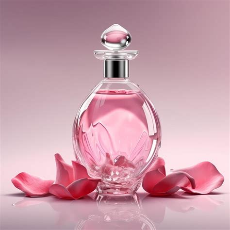 Frasco De Perfume Rosa Sobre Rosas De Fondo Rosa Pastel Como Aderezo
