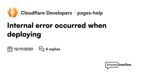 Internal Error Occurred When Deploying Cloudflare Developers