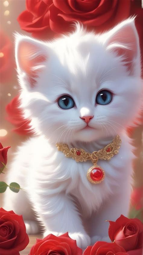 Adorable White Kitten Wallpaper