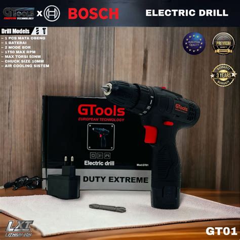 Jual PROMO Mesin Bor Cordless BOSCH V Mesin Bor Baterai Drill Tembok Besi Kayu Sekrup Fullset