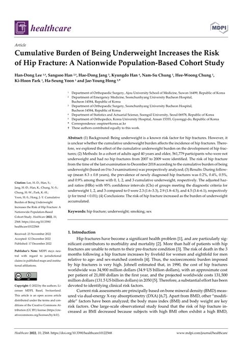 Pdf Cumulative Burden Of Being Underweight Increases The Risk Of Hip