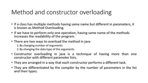 Difference Between Construtor And Method Method Overloading Constructor Overloading