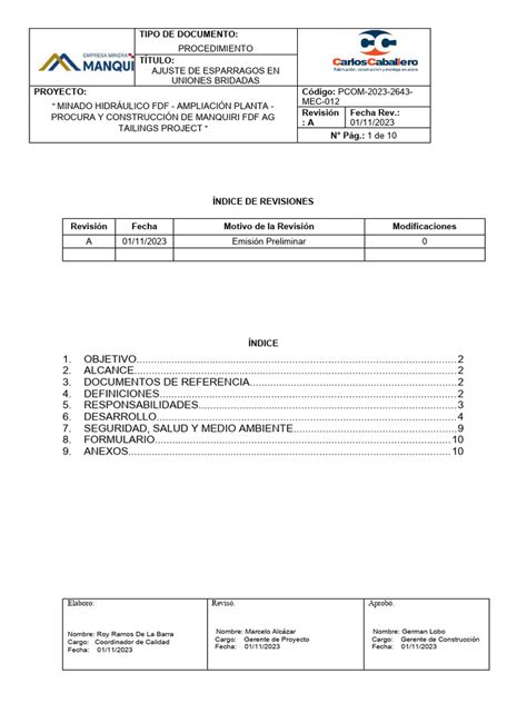 Pcom 2023 2643 Mec 012 Ajuste De Esparragos Pdf Negocios