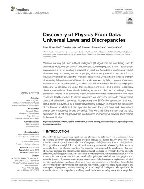 PDF Discovery Of Physics From Data Universal Laws And Discrepancies
