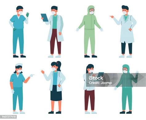 Medical Personnel Illustration In Various Outfits To Perform Duties In