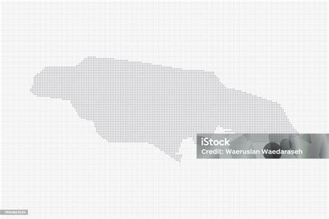 회색으로 표시된 자메이카의 픽셀 점선 지도입니다 하프톤 도트 컨셉 벡터 일러스트 레이 션 Eps10 0명에 대한 스톡 벡터 아트