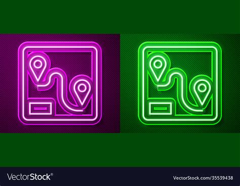 Glowing Neon Line Route Location Icon Isolated Vector Image