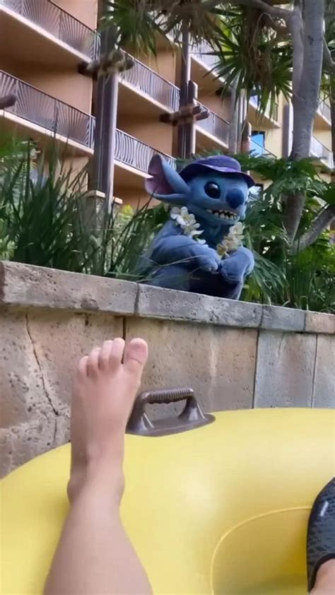 Characters At Aulani Are The Best We Met Stitch While Floating Down The Lazy River In 2023
