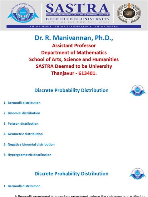 Discrete Distribution Binomial And Poisson Pdf Probability