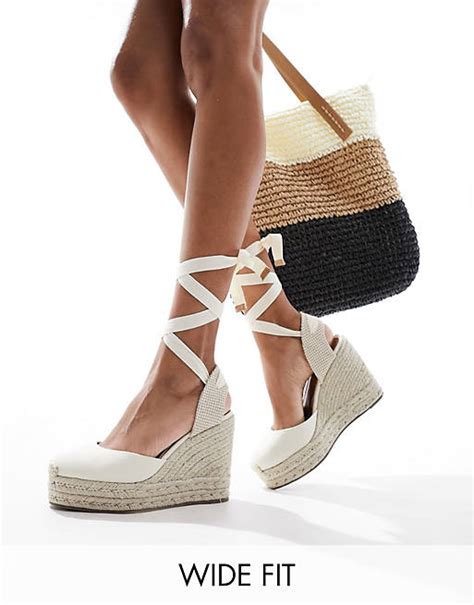 Asos Design Wide Fit Tyra Zeppe Chiuse A Pianta Larga Color Lino