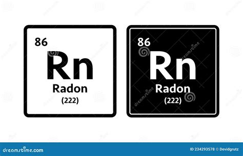 Radon Symbol Chemical Element Of The Periodic Table Vector Stock