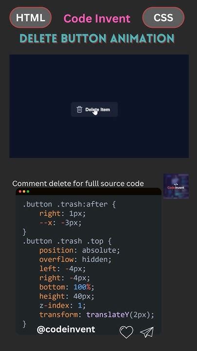 Create Delete Button Animation Using Html Css Coding Webdevelopment Youtube