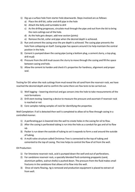 Drilling Process Oil And Gas DOCX Geology Science