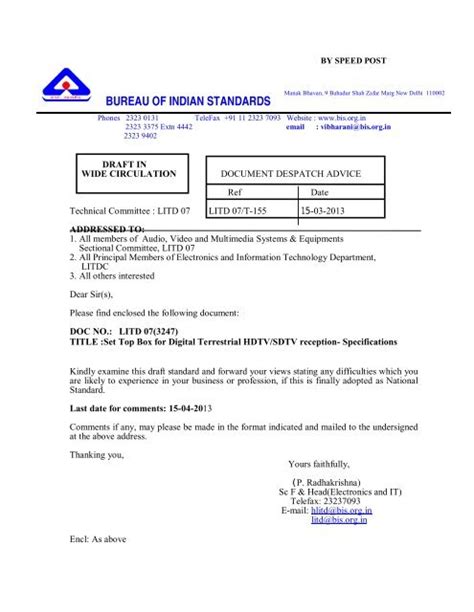 BUREAU OF INDIAN STANDARDS BIS