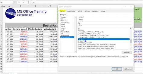 Benutzerdefinierte Formatierung Excel Zahlenformatcodes
