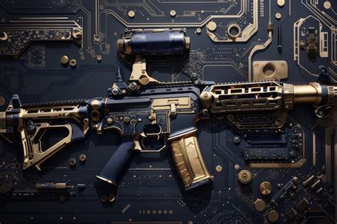 Premium Ai Image Ar15 Assault Rifle A Hightech Circuit Board Symbolizing Like Being Part Of It