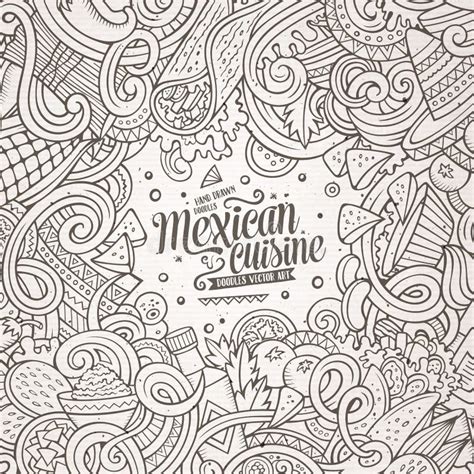 Cartoon Mexican Food Doodles Illustration Stock Vector Illustration