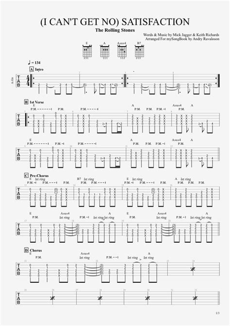 Satisfaction By The Rolling Stones Guitar Vocals Guitar Pro Tab