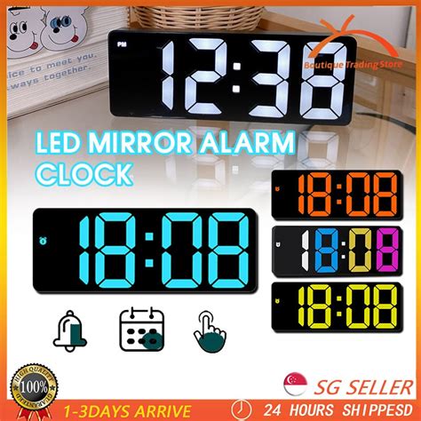 Led Mirror Alarm Clock Table Clock Large Screen Electronic Clock