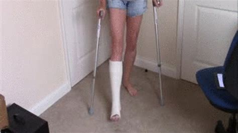On Crutches Showing Off Cast Casted Catie Clips4sale