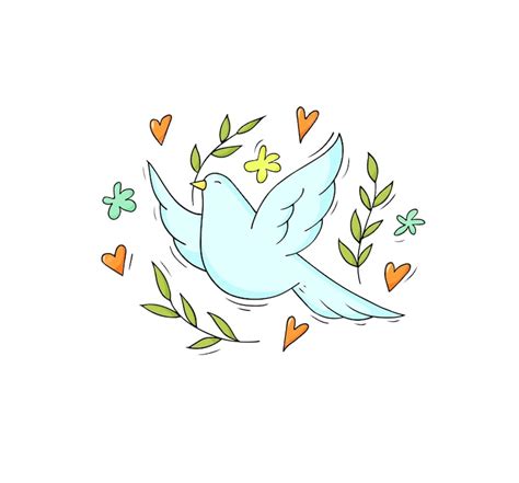 비둘기 올리브 가지 벡터 일러스트 비둘기와 자유와 국제 평화의 날 포스터 프리미엄 벡터