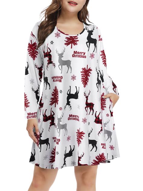 Plus Size Christmas Dresses 5x For Women Vepkul Crew Neck T Shirt